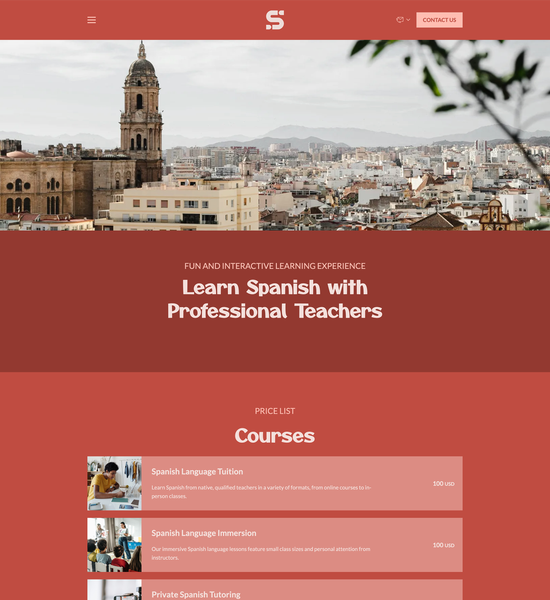 Spanish language school Website Template