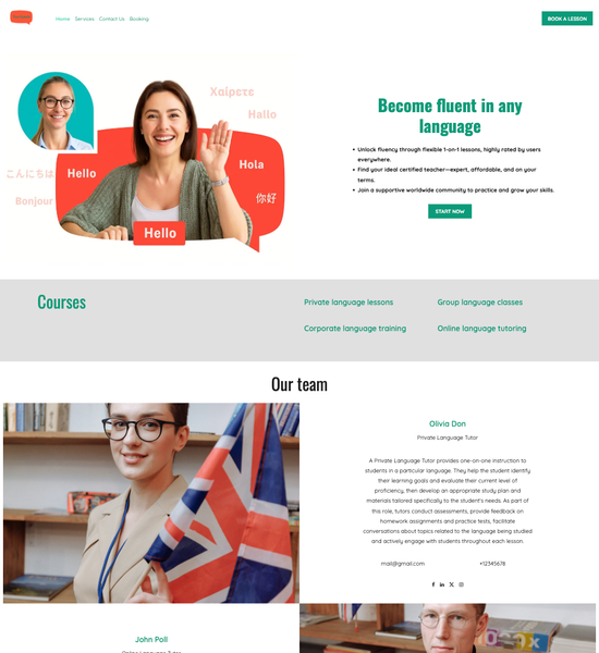 Language tutor Website Template