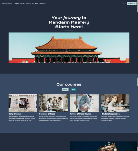 Mandarin language school Website Template